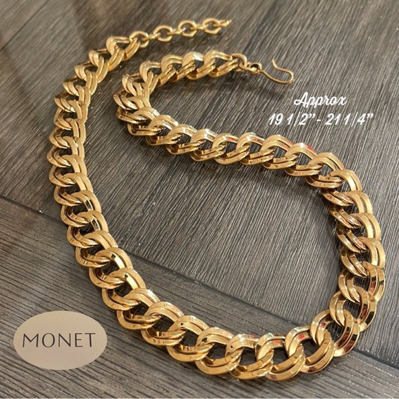 Vintage | Jewelry | Vintage Monet Double Curb Link Chain Goldtone ...